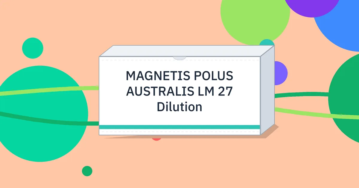 Symbolbild: Packung mit der Aufschrift MAGNETIS POLUS AUSTRALIS LM 27 Dilution (PZN 12941601) – Verfügbarkeit und Bezug in Apotheken in Frankfurt am Main