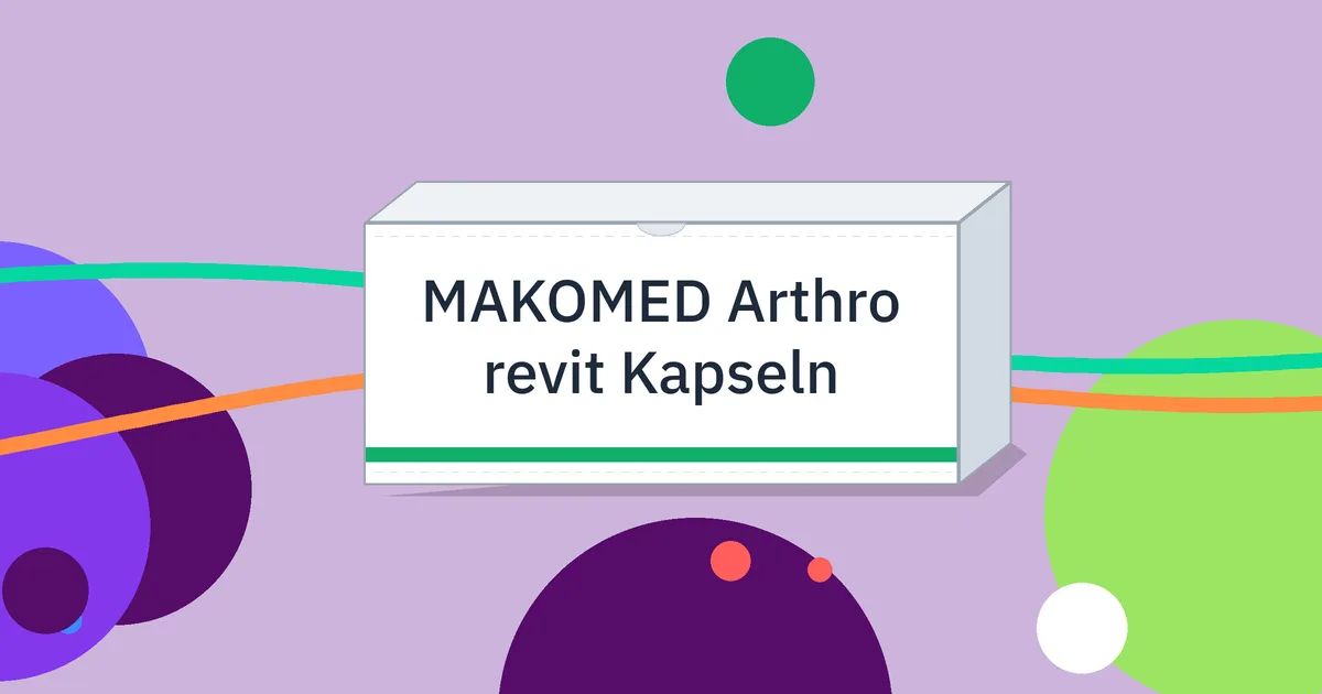 Symbolbild: Packung mit der Aufschrift MAKOMED Arthro revit Kapseln (PZN 09204371) – Verfügbarkeit und Bezug in Apotheken in Frankfurt am Main