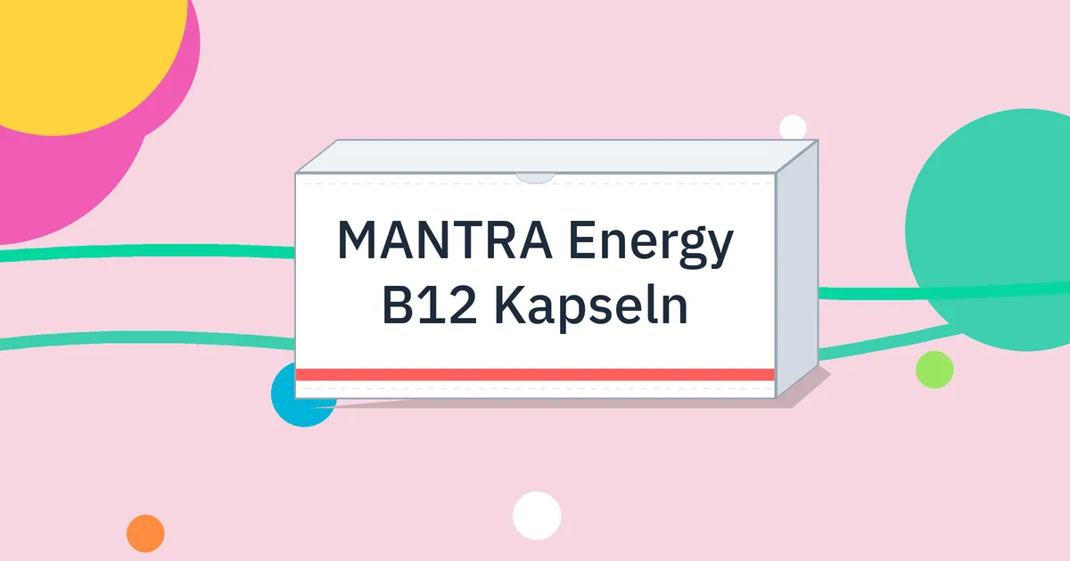 Symbolbild: Packung mit der Aufschrift MANTRA Energy B12 Kapseln (PZN 06972744) – Verfügbarkeit und Bezug in Apotheken in Frankfurt am Main