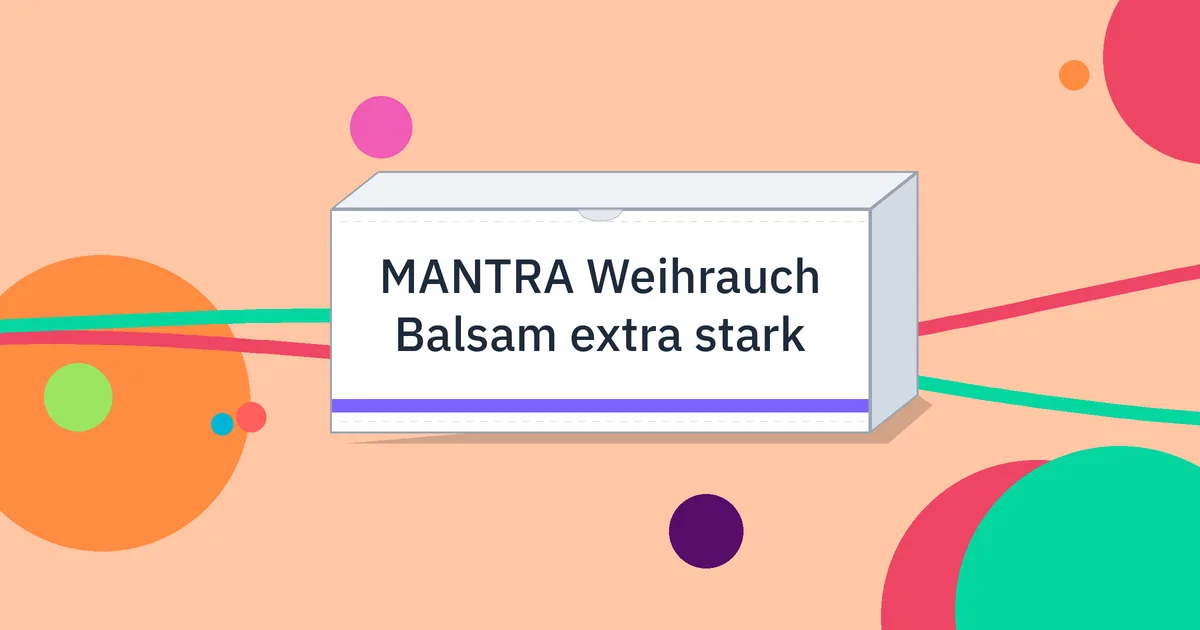 Symbolbild: Packung mit der Aufschrift MANTRA Weihrauch Balsam extra stark (PZN 16854980) – Verfügbarkeit und Bezug in Apotheken in Frankfurt am Main