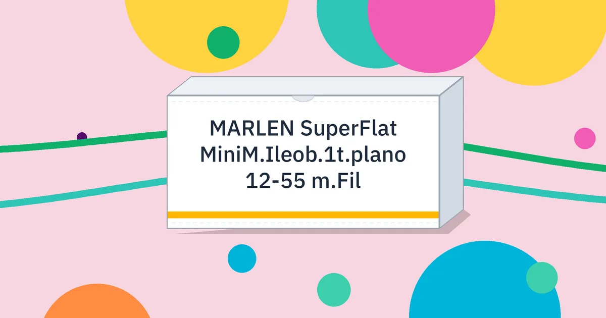 Symbolbild: Packung mit der Aufschrift MARLEN SuperFlat MiniM.Ileob.1t.plano 12-55 m.Fil (PZN 14407691) – Verfügbarkeit und Bezug in Apotheken in Frankfurt am Main