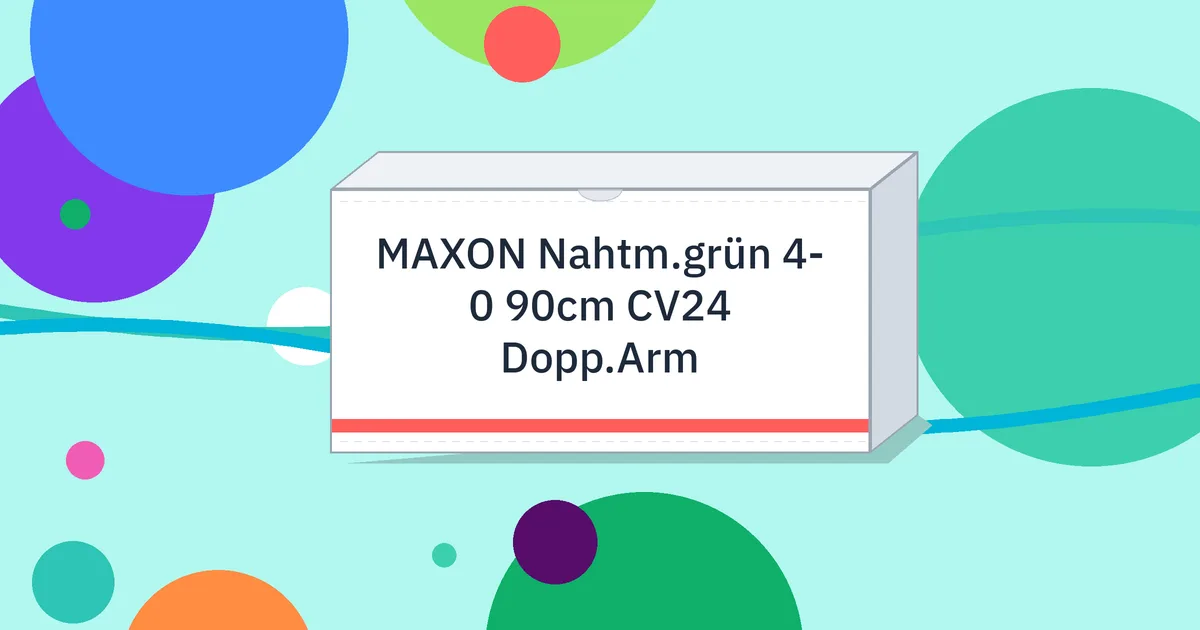 Symbolbild: Packung mit der Aufschrift MAXON Nahtm.grün 4-0 90cm CV24 Dopp.Arm (PZN 18258992) – Verfügbarkeit und Bezug in Apotheken in Frankfurt am Main