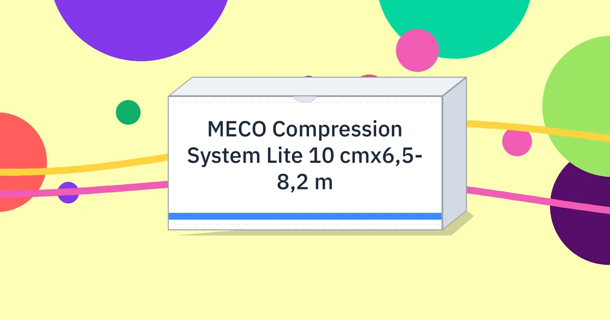 Symbolbild: Packung mit der Aufschrift MECO Compression System Lite 10 cmx6,5-8,2 m (PZN 18842509) – Verfügbarkeit und Bezug in Apotheken in Frankfurt am Main
