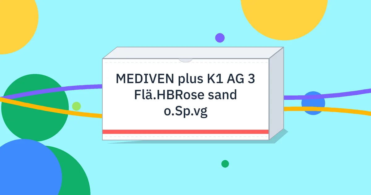 Symbolbild: Packung mit der Aufschrift MEDIVEN plus K1 AG 3 Flä.HBRose sand o.Sp.vg (PZN 18939887) – Verfügbarkeit und Bezug in Apotheken in Frankfurt am Main