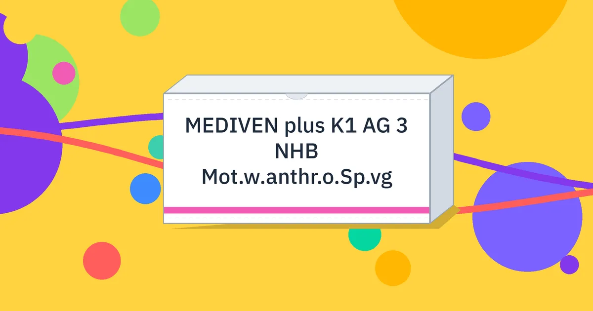 Symbolbild: Packung mit der Aufschrift MEDIVEN plus K1 AG 3 NHB Mot.w.anthr.o.Sp.vg (PZN 15919387) – Verfügbarkeit und Bezug in Apotheken in Frankfurt am Main
