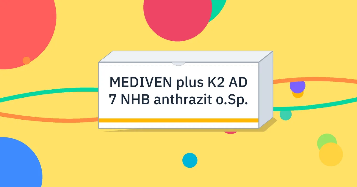 Symbolbild: Packung mit der Aufschrift MEDIVEN plus K2 AD 7 NHB anthrazit o.Sp. (PZN 15936115) – Verfügbarkeit und Bezug in Apotheken in Frankfurt am Main