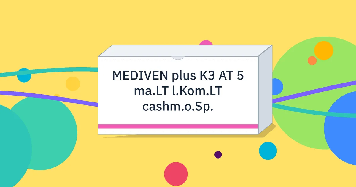 Symbolbild: Packung mit der Aufschrift MEDIVEN plus K3 AT 5 ma.LT l.Kom.LT cashm.o.Sp. (PZN 15184394) – Verfügbarkeit und Bezug in Apotheken in Frankfurt am Main