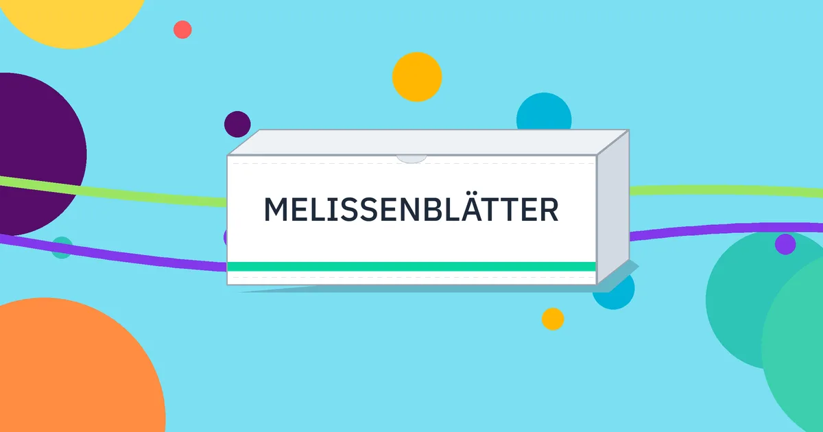 Symbolbild: Packung mit der Aufschrift MELISSENBLÄTTER (PZN 08465885) – Verfügbarkeit und Bezug in Apotheken in Frankfurt am Main