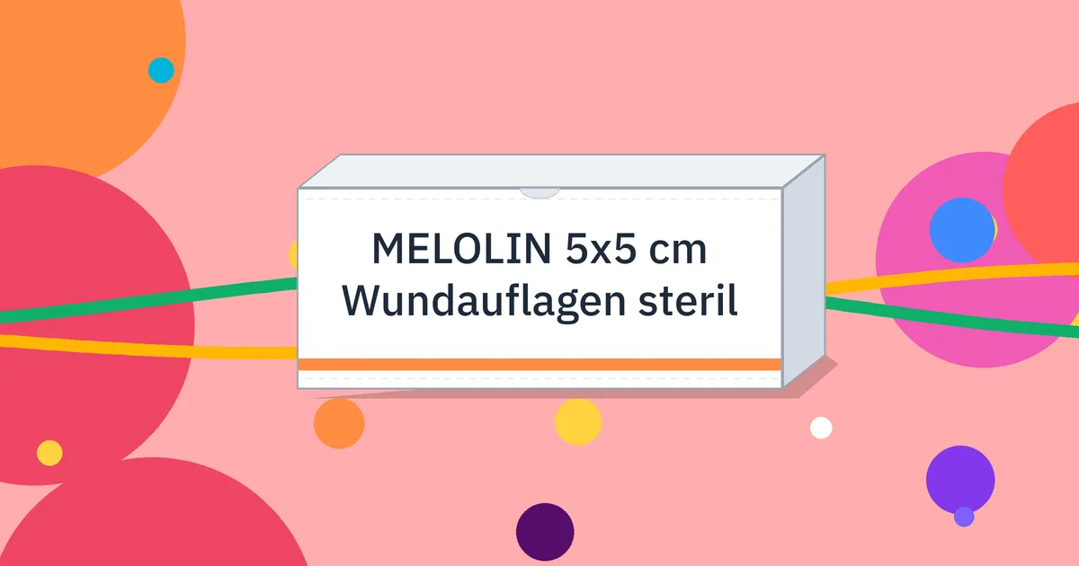 Symbolbild: Packung mit der Aufschrift MELOLIN 5x5 cm Wundauflagen steril (PZN 18459259) – Verfügbarkeit und Bezug in Apotheken in Frankfurt am Main
