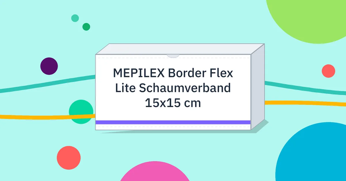 Symbolbild: Packung mit der Aufschrift MEPILEX Border Flex Lite Schaumverband 15x15 cm (PZN 19177190) – Verfügbarkeit und Bezug in Apotheken in Frankfurt am Main