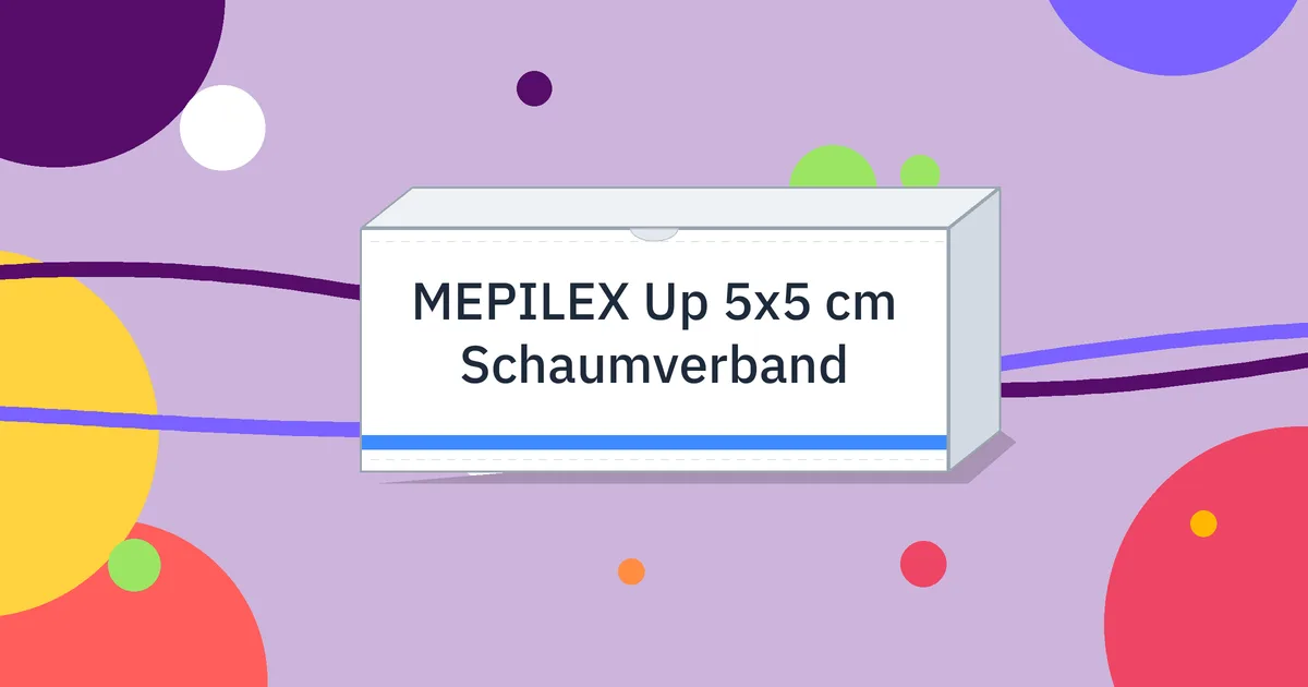 Symbolbild: Packung mit der Aufschrift MEPILEX Up 5x5 cm Schaumverband (PZN 19892633) – Verfügbarkeit und Bezug in Apotheken in Frankfurt am Main