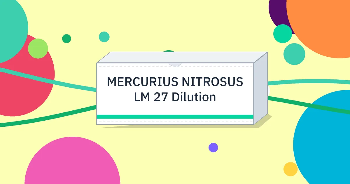 Symbolbild: Packung mit der Aufschrift MERCURIUS NITROSUS LM 27 Dilution (PZN 12952421) – Verfügbarkeit und Bezug in Apotheken in Frankfurt am Main