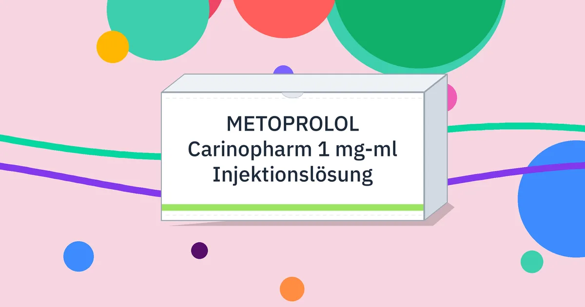 Symbolbild: Packung mit der Aufschrift METOPROLOL Carinopharm 1 mg-ml Injektionslösung (PZN 14272133) – Verfügbarkeit und Bezug in Apotheken in Frankfurt am Main