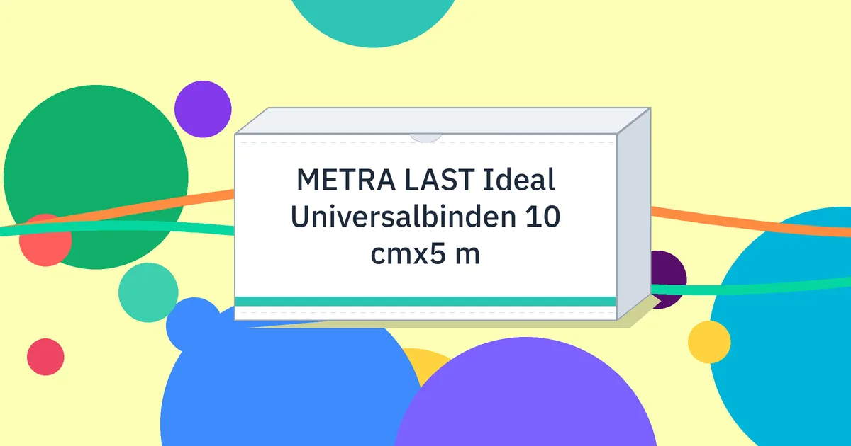 Symbolbild: Packung mit der Aufschrift METRA LAST Ideal Universalbinden 10 cmx5 m (PZN 07772148) – Verfügbarkeit und Bezug in Apotheken in Frankfurt am Main