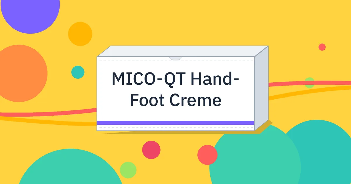 Symbolbild: Packung mit der Aufschrift MICO-QT Hand-Foot Creme (PZN 15306383) – Verfügbarkeit und Bezug in Apotheken in Frankfurt am Main