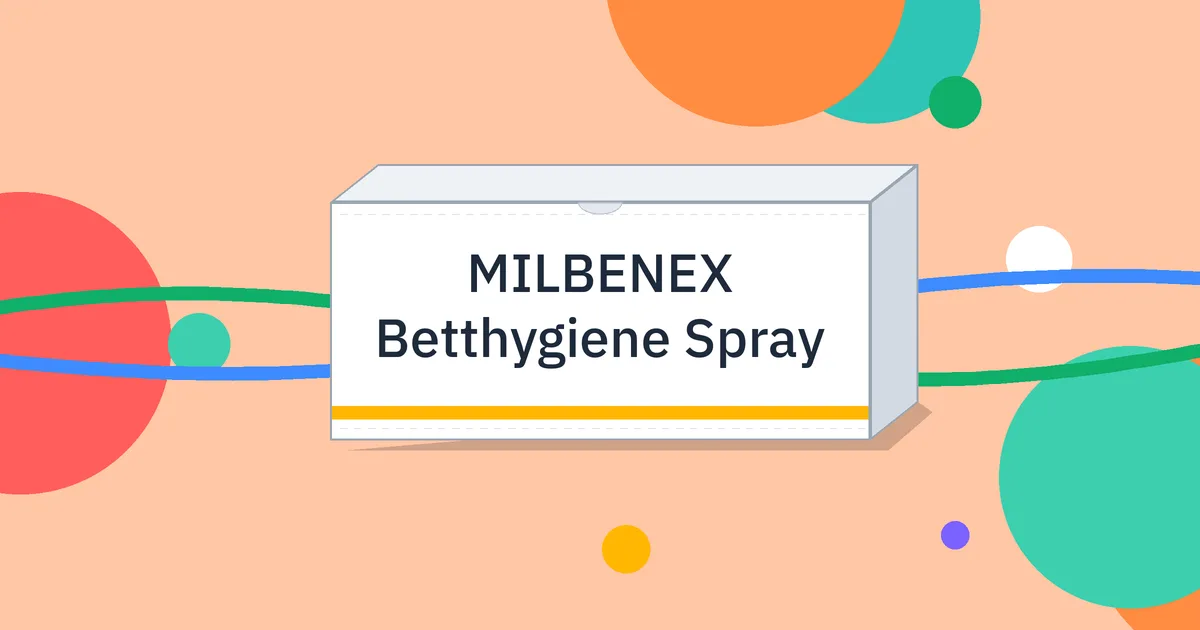 Symbolbild: Packung mit der Aufschrift MILBENEX Betthygiene Spray (PZN 09526850) – Verfügbarkeit und Bezug in Apotheken in Frankfurt am Main