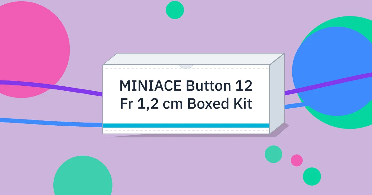Symbolbild: Packung mit der Aufschrift MINIACE Button 12 Fr 1,2 cm Boxed Kit (PZN 16953400) – Verfügbarkeit und Bezug in Apotheken in Frankfurt am Main