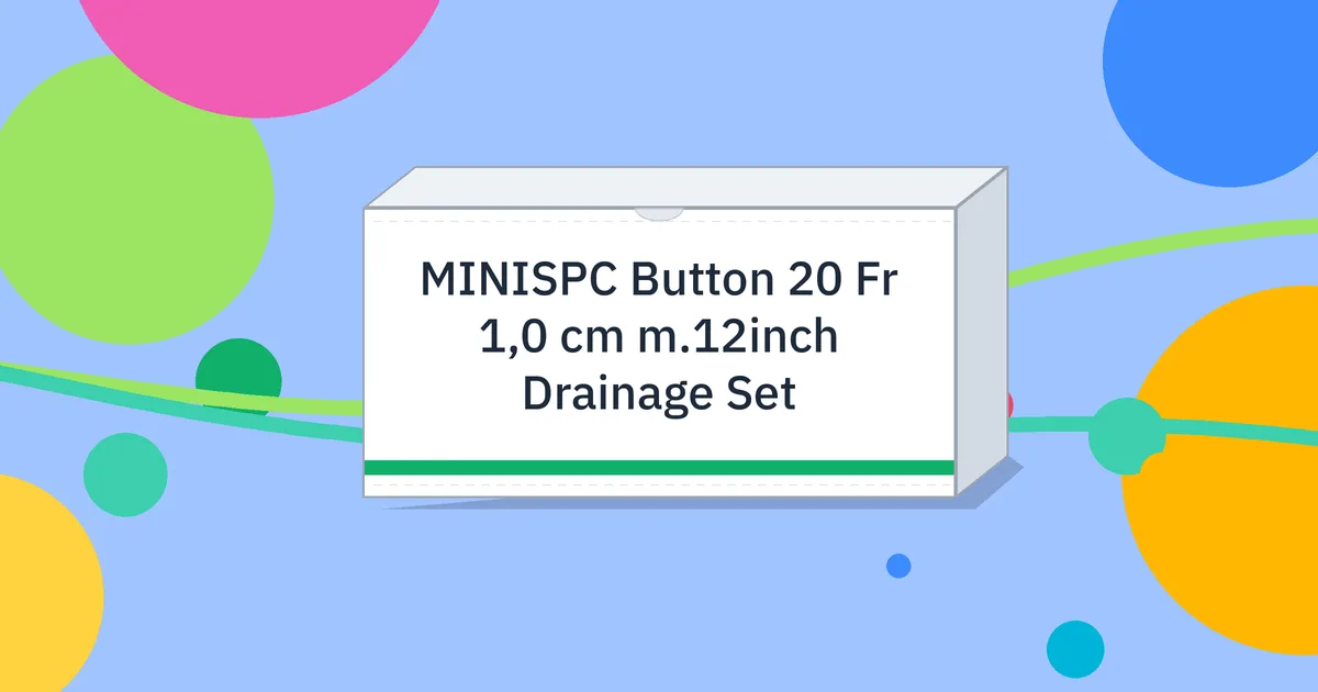 Symbolbild: Packung mit der Aufschrift MINISPC Button 20 Fr 1,0 cm m.12inch Drainage Set (PZN 20821147) – Verfügbarkeit und Bezug in Apotheken in Frankfurt am Main
