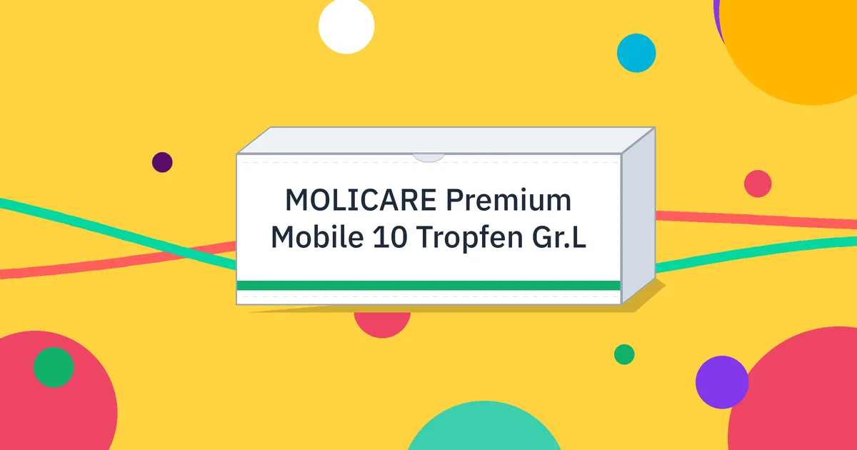 Symbolbild: Packung mit der Aufschrift MOLICARE Premium Mobile 10 Tropfen Gr.L (PZN 17936645) – Verfügbarkeit und Bezug in Apotheken in Frankfurt am Main