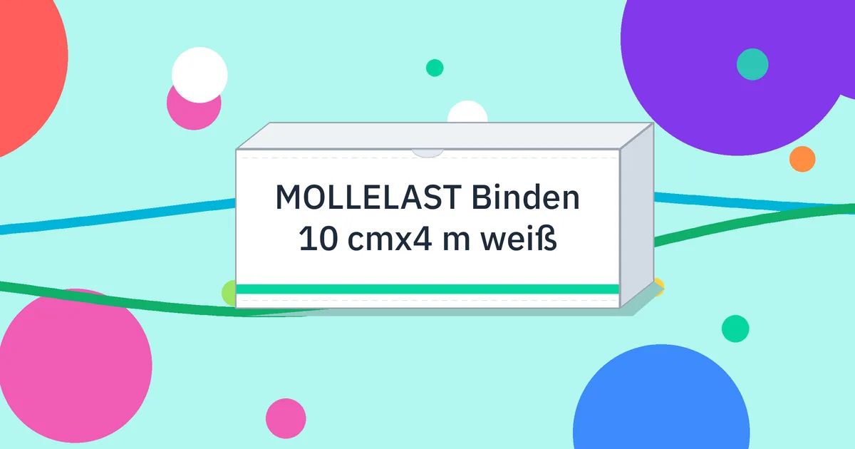 Symbolbild: Packung mit der Aufschrift MOLLELAST Binden 10 cmx4 m weiß (PZN 12586169) – Verfügbarkeit und Bezug in Apotheken in Frankfurt am Main