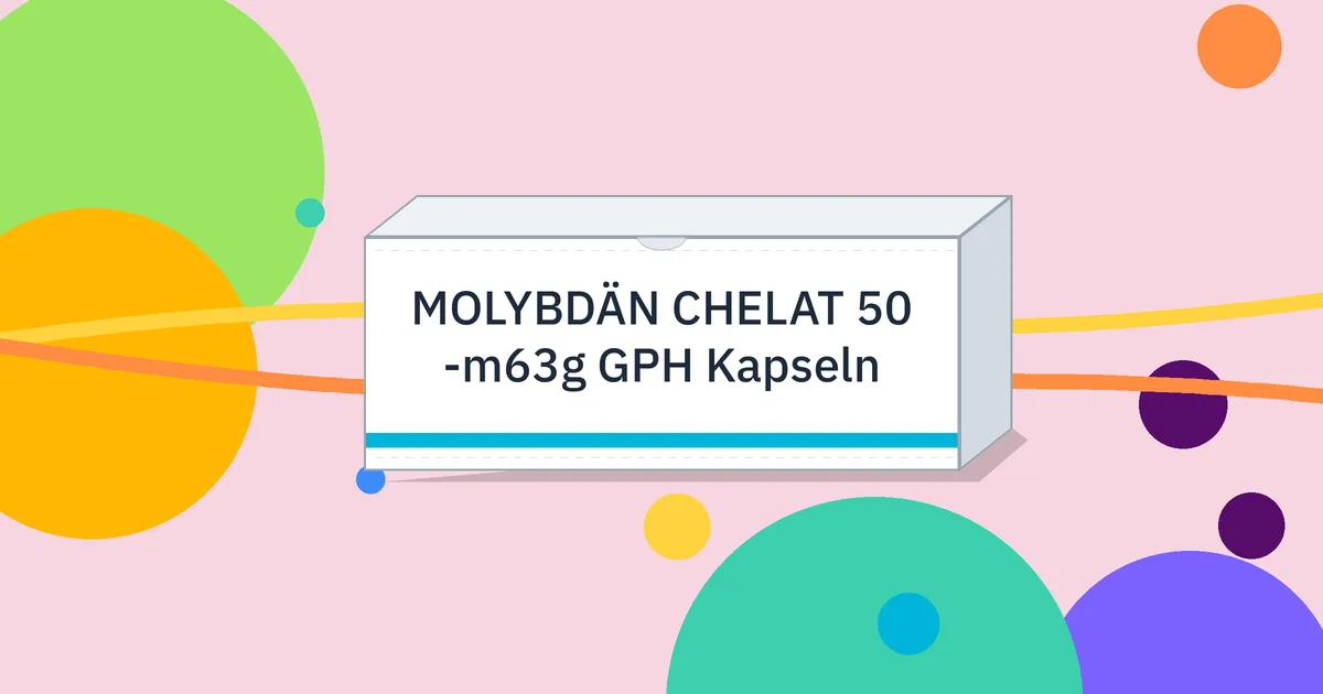 Symbolbild: Packung mit der Aufschrift MOLYBDÄN CHELAT 50 -m63g GPH Kapseln (PZN 10190591) – Verfügbarkeit und Bezug in Apotheken in Frankfurt am Main