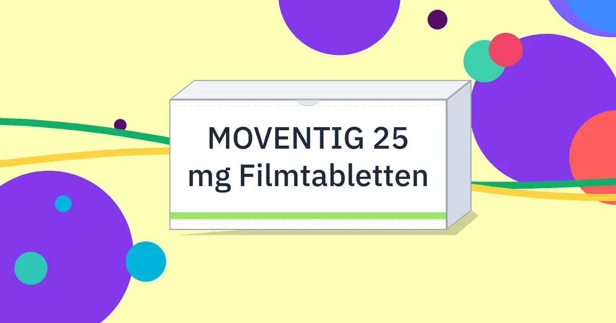 Symbolbild: Packung mit der Aufschrift MOVENTIG 25 mg Filmtabletten (PZN 00114689) – Verfügbarkeit und Bezug in Apotheken in Frankfurt am Main