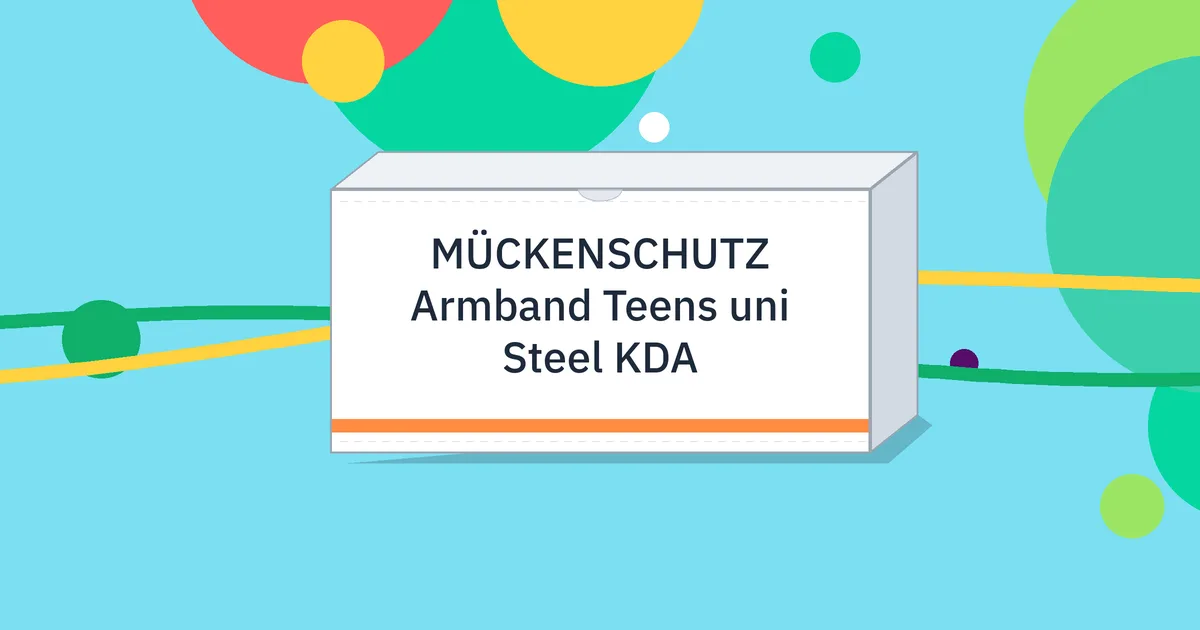 Symbolbild: Packung mit der Aufschrift MÜCKENSCHUTZ Armband Teens uni Steel KDA (PZN 19114924) – Verfügbarkeit und Bezug in Apotheken in Frankfurt am Main