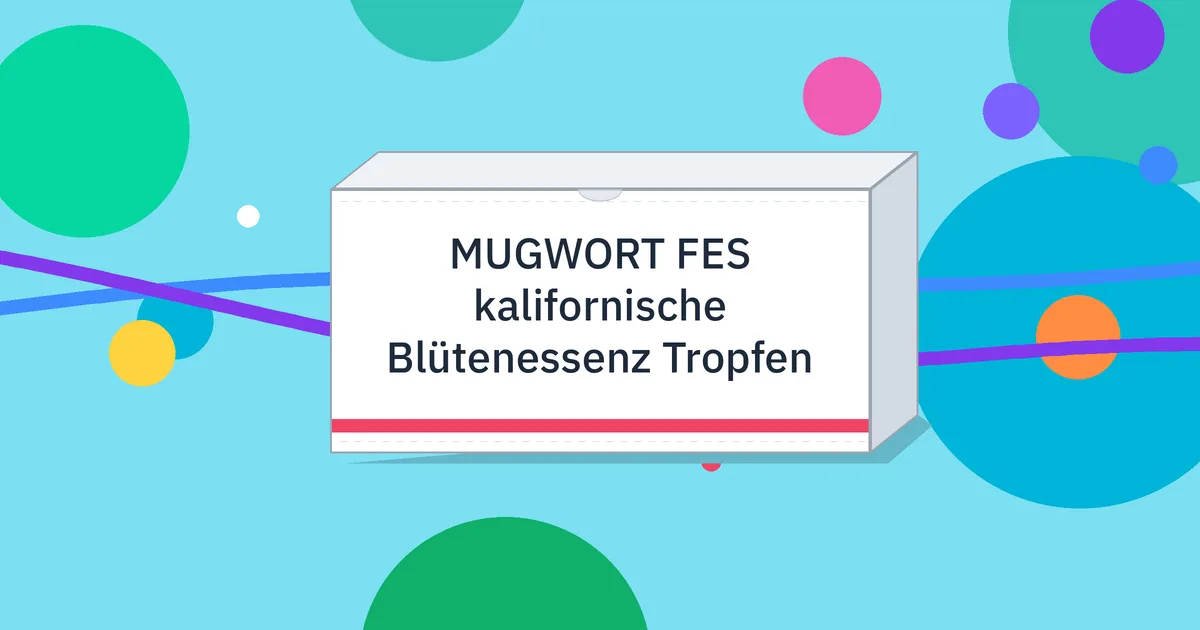 Symbolbild: Packung mit der Aufschrift MUGWORT FES kalifornische Blütenessenz Tropfen (PZN 09172524) – Verfügbarkeit und Bezug in Apotheken in Frankfurt am Main