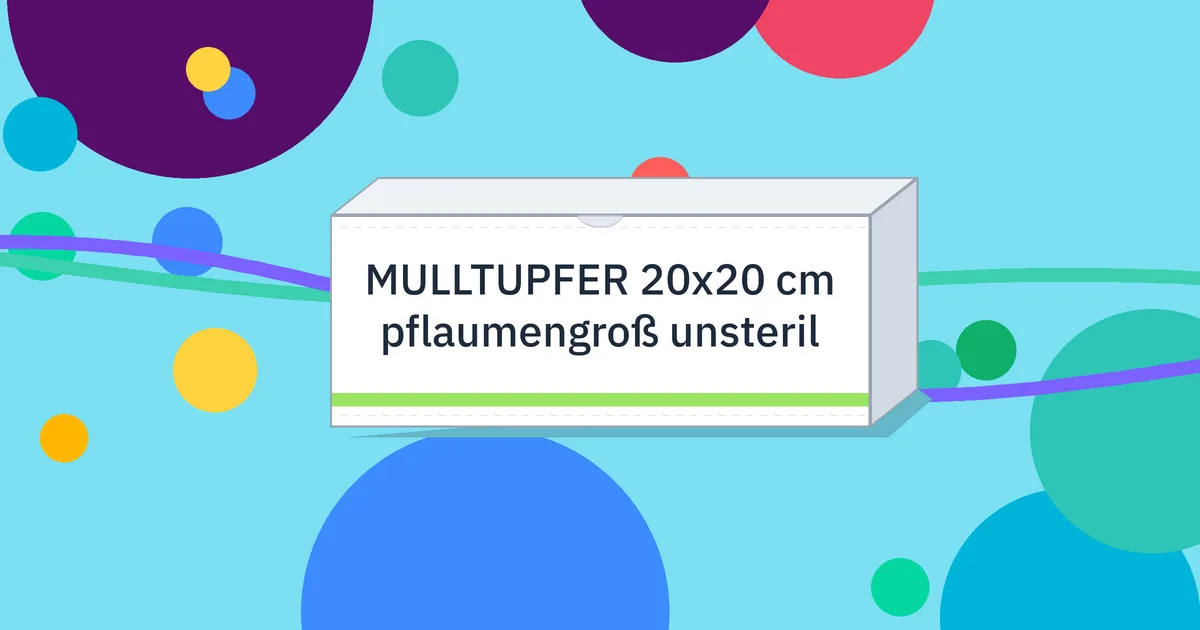 Symbolbild: Packung mit der Aufschrift MULLTUPFER 20x20 cm pflaumengroß unsteril (PZN 02667122) – Verfügbarkeit und Bezug in Apotheken in Frankfurt am Main