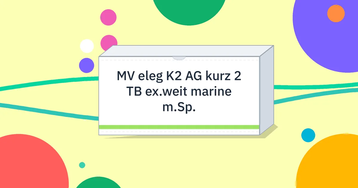 Symbolbild: Packung mit der Aufschrift MV eleg K2 AG kurz 2 TB ex.weit marine m.Sp. (PZN 14607473) – Verfügbarkeit und Bezug in Apotheken in Frankfurt am Main