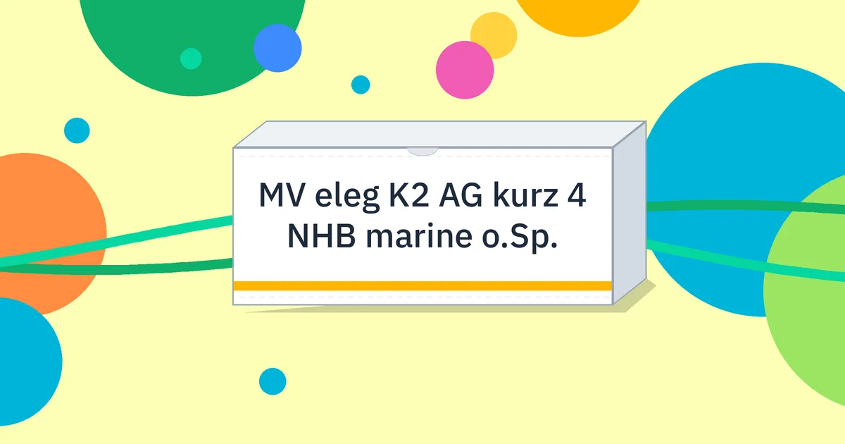 Symbolbild: Packung mit der Aufschrift MV eleg K2 AG kurz 4 NHB marine o.Sp. (PZN 15717034) – Verfügbarkeit und Bezug in Apotheken in Frankfurt am Main