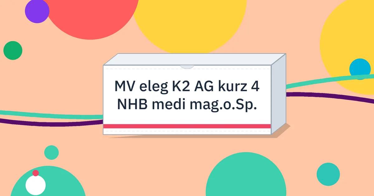 Symbolbild: Packung mit der Aufschrift MV eleg K2 AG kurz 4 NHB medi mag.o.Sp. (PZN 15716276) – Verfügbarkeit und Bezug in Apotheken in Frankfurt am Main