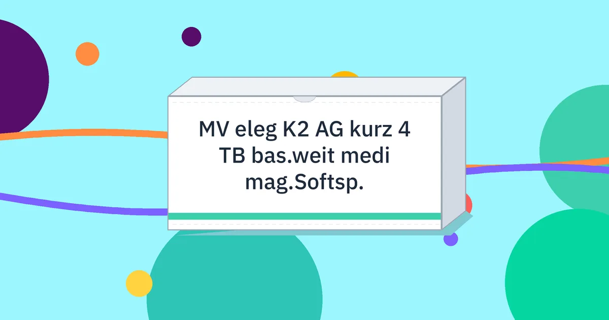 Symbolbild: Packung mit der Aufschrift MV eleg K2 AG kurz 4 TB bas.weit medi mag.Softsp. (PZN 14638580) – Verfügbarkeit und Bezug in Apotheken in Frankfurt am Main