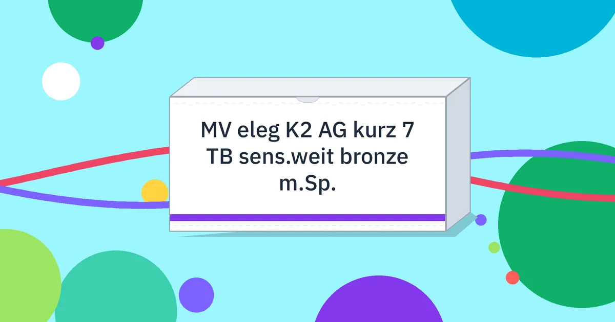 Symbolbild: Packung mit der Aufschrift MV eleg K2 AG kurz 7 TB sens.weit bronze m.Sp. (PZN 14716831) – Verfügbarkeit und Bezug in Apotheken in Frankfurt am Main