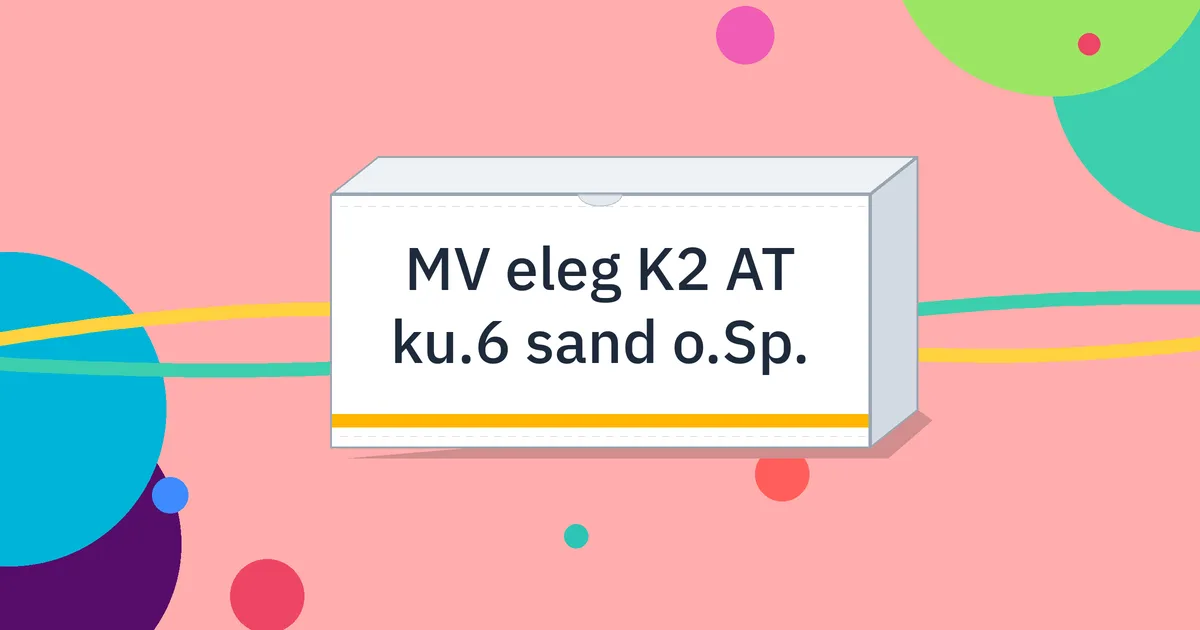 Symbolbild: Packung mit der Aufschrift MV eleg K2 AT ku.6 sand o.Sp. (PZN 18923171) – Verfügbarkeit und Bezug in Apotheken in Frankfurt am Main