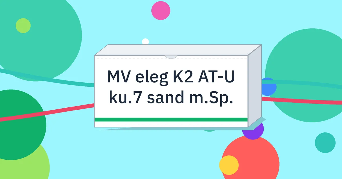 Symbolbild: Packung mit der Aufschrift MV eleg K2 AT-U ku.7 sand m.Sp. (PZN 18923969) – Verfügbarkeit und Bezug in Apotheken in Frankfurt am Main