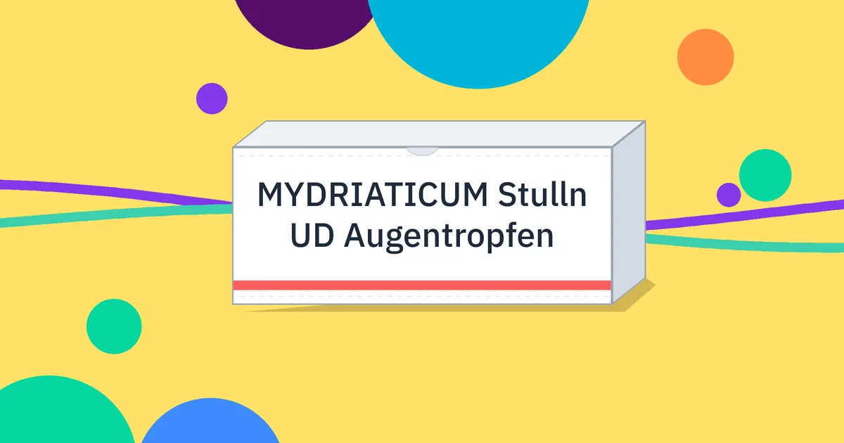 Symbolbild: Packung mit der Aufschrift MYDRIATICUM Stulln UD Augentropfen (PZN 09124212) – Verfügbarkeit und Bezug in Apotheken in Frankfurt am Main