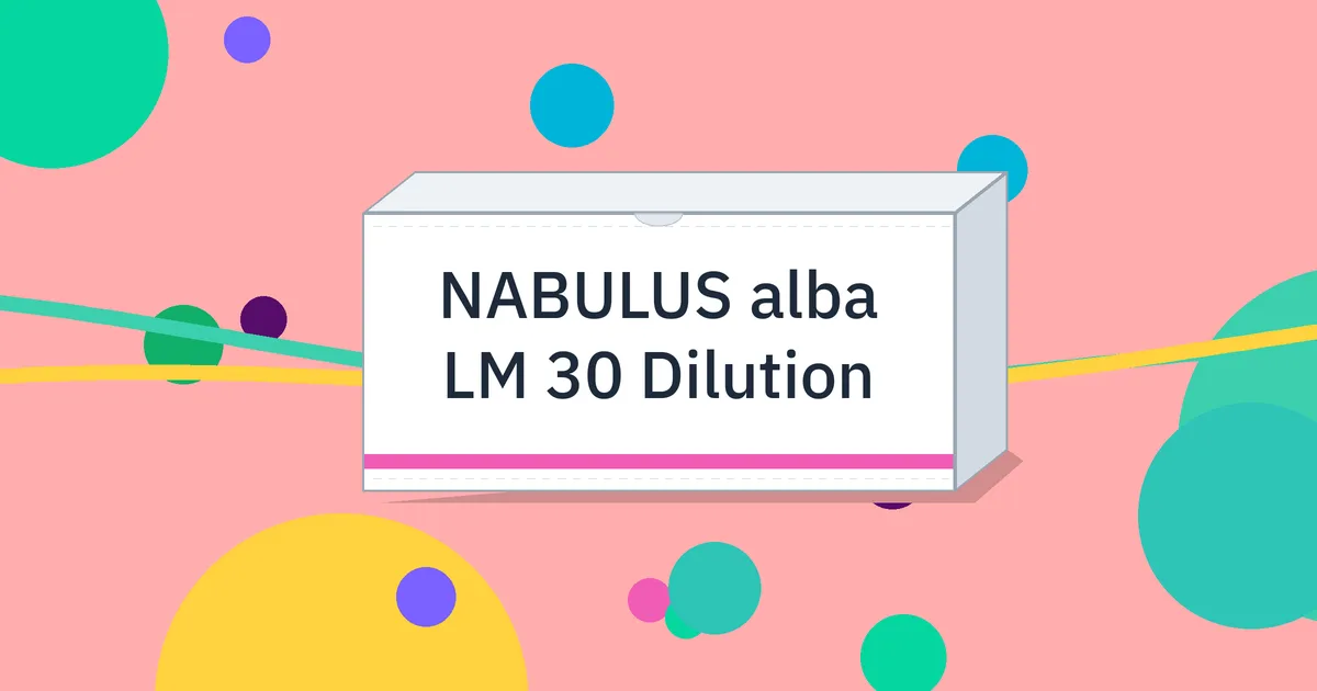 Symbolbild: Packung mit der Aufschrift NABULUS alba LM 30 Dilution (PZN 13615602) – Verfügbarkeit und Bezug in Apotheken in Frankfurt am Main