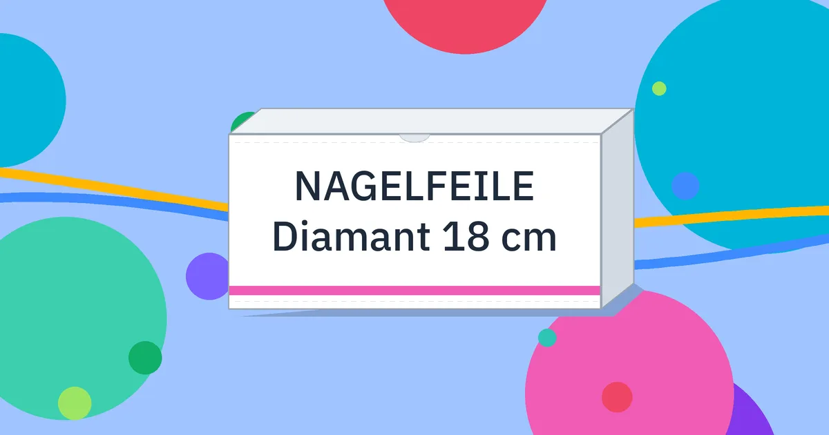 Symbolbild: Packung mit der Aufschrift NAGELFEILE Diamant 18 cm (PZN 04844373) – Verfügbarkeit und Bezug in Apotheken in Frankfurt am Main