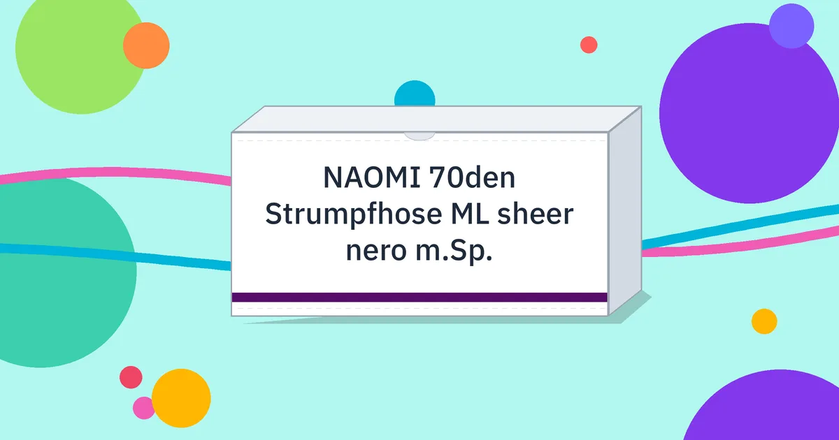 Symbolbild: Packung mit der Aufschrift NAOMI 70den Strumpfhose ML sheer nero m.Sp. (PZN 16179490) – Verfügbarkeit und Bezug in Apotheken in Frankfurt am Main