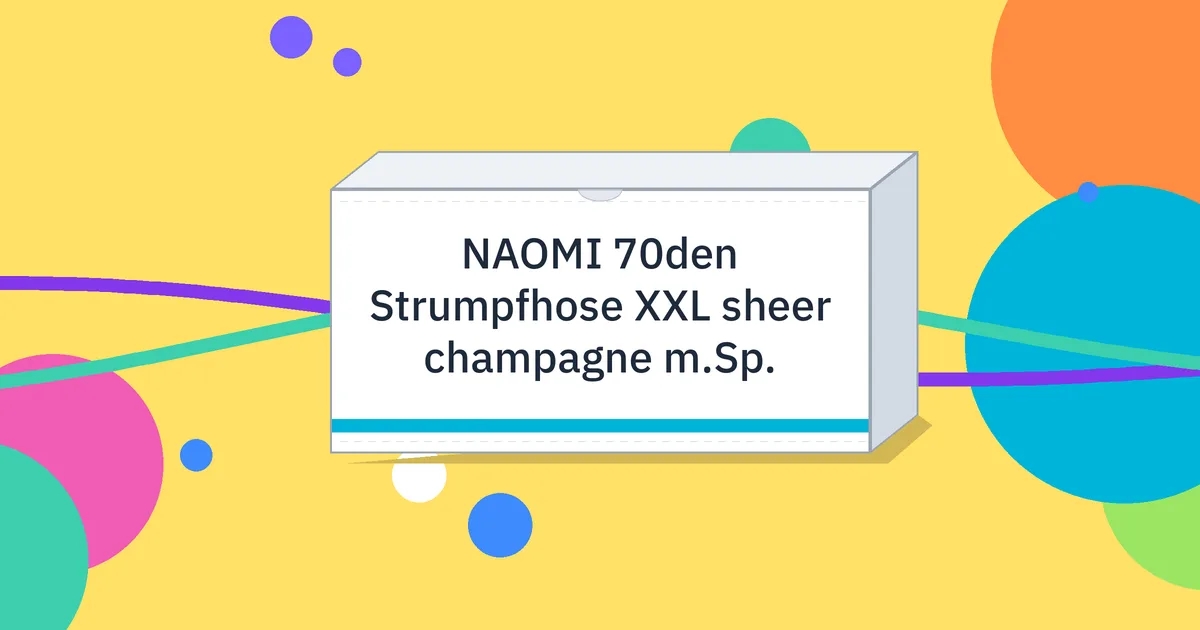 Symbolbild: Packung mit der Aufschrift NAOMI 70den Strumpfhose XXL sheer champagne m.Sp. (PZN 16179768) – Verfügbarkeit und Bezug in Apotheken in Frankfurt am Main