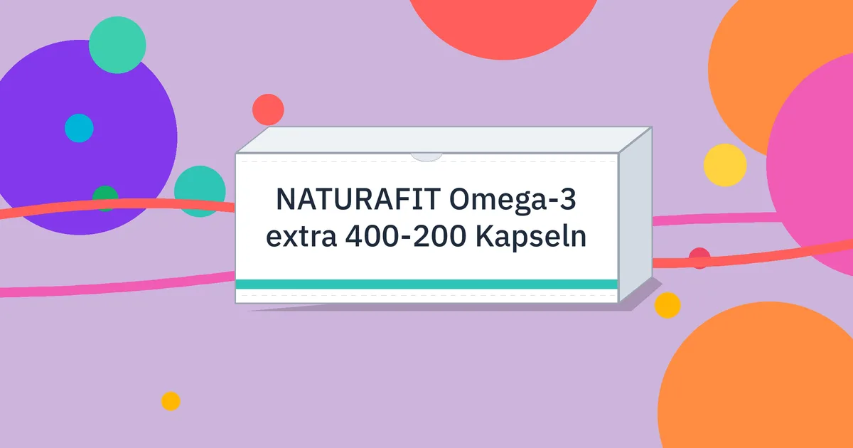 Symbolbild: Packung mit der Aufschrift NATURAFIT Omega-3 extra 400-200 Kapseln (PZN 10297691) – Verfügbarkeit und Bezug in Apotheken in Frankfurt am Main