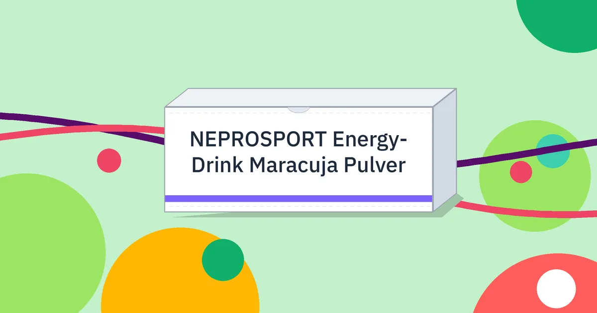 Symbolbild: Packung mit der Aufschrift NEPROSPORT Energy-Drink Maracuja Pulver (PZN 03422115) – Verfügbarkeit und Bezug in Apotheken in Frankfurt am Main