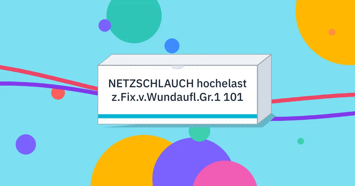 Symbolbild: Packung mit der Aufschrift NETZSCHLAUCH hochelast z.Fix.v.Wundaufl.Gr.1 101 (PZN 04303542) – Verfügbarkeit und Bezug in Apotheken in Frankfurt am Main