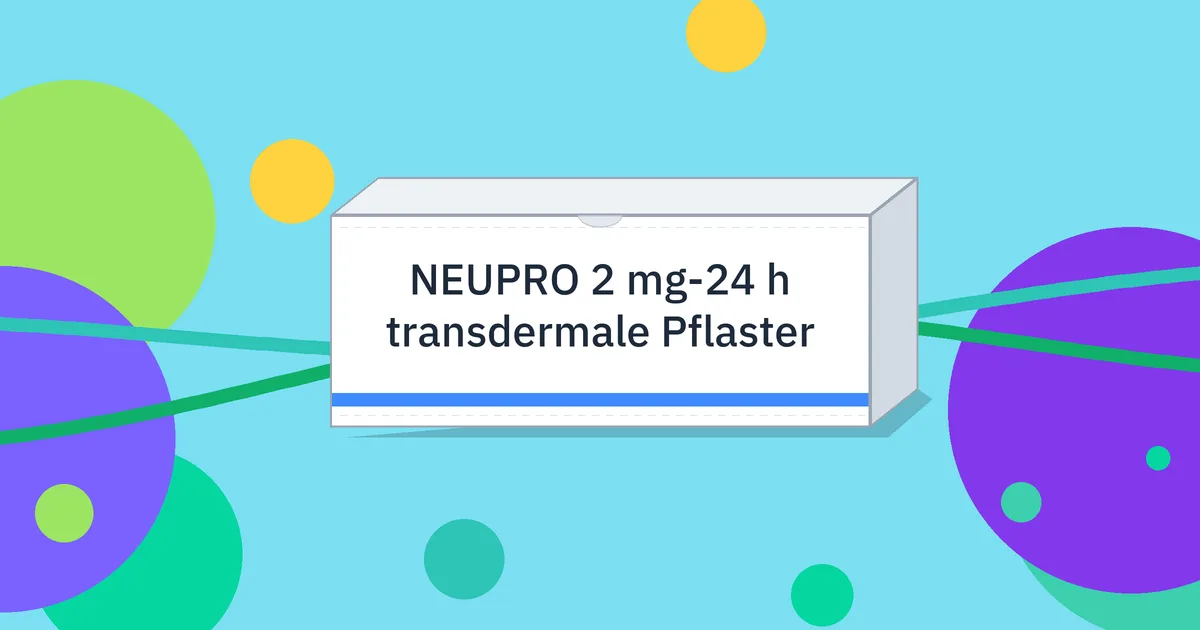 Symbolbild: Packung mit der Aufschrift NEUPRO 2 mg-24 h transdermale Pflaster (PZN 10393762) – Verfügbarkeit und Bezug in Apotheken in Frankfurt am Main