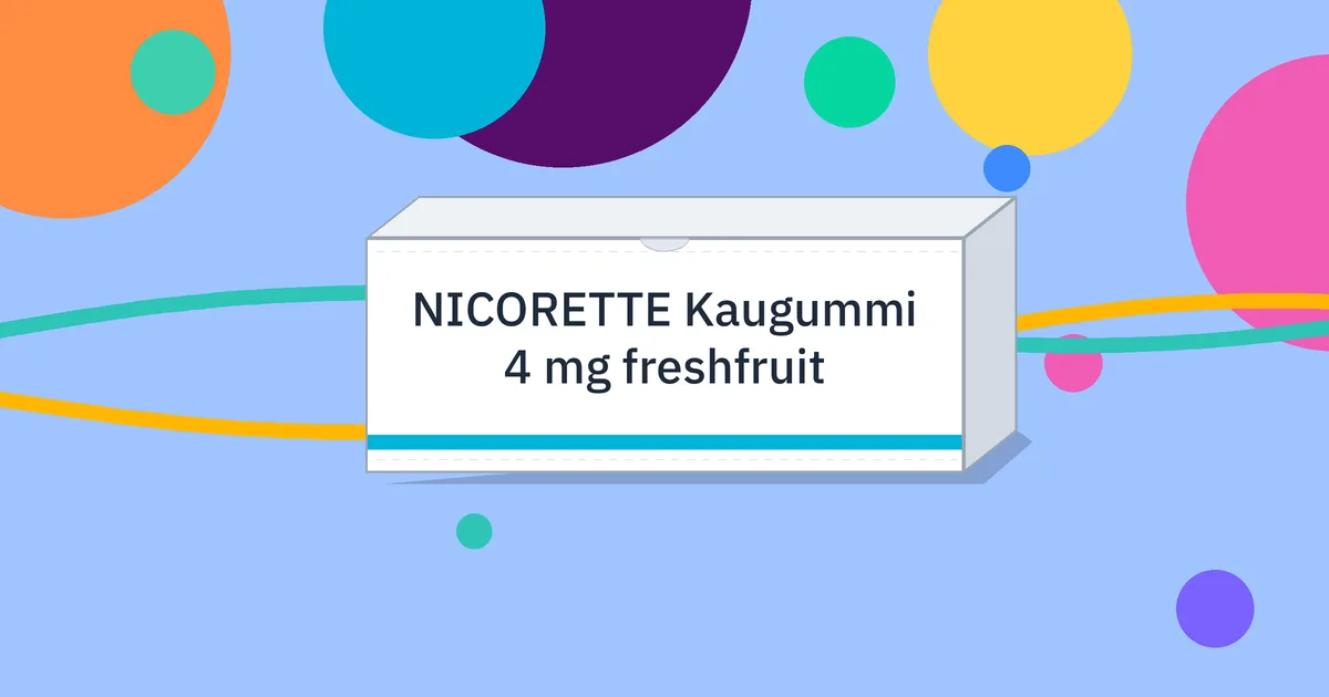 Symbolbild: Packung mit der Aufschrift NICORETTE Kaugummi 4 mg freshfruit (PZN 17276947) – Verfügbarkeit und Bezug in Apotheken in Frankfurt am Main