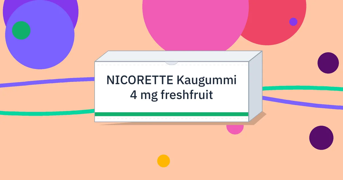 Symbolbild: Packung mit der Aufschrift NICORETTE Kaugummi 4 mg freshfruit (PZN 18379804) – Verfügbarkeit und Bezug in Apotheken in Frankfurt am Main