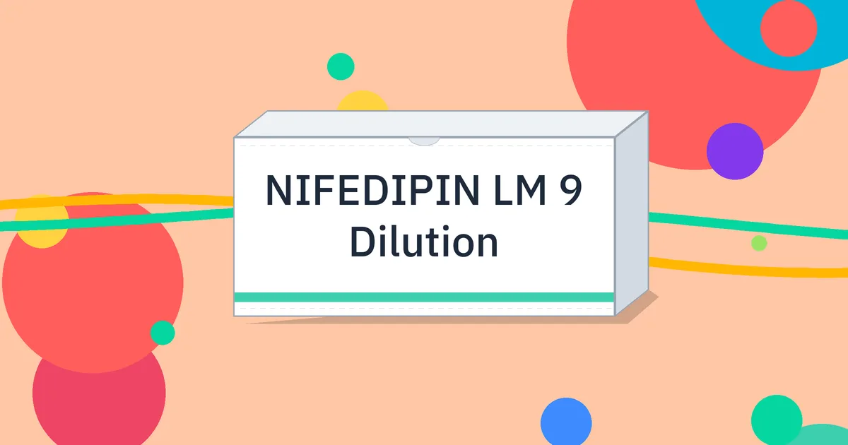 Symbolbild: Packung mit der Aufschrift NIFEDIPIN LM 9 Dilution (PZN 12969516) – Verfügbarkeit und Bezug in Apotheken in Frankfurt am Main
