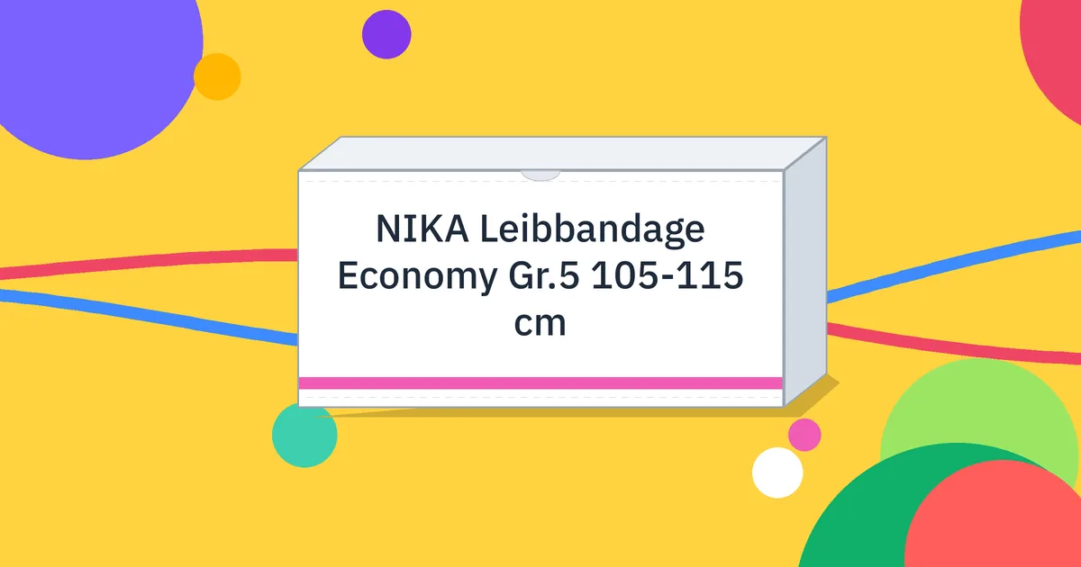 Symbolbild: Packung mit der Aufschrift NIKA Leibbandage Economy Gr.5 105-115 cm (PZN 18172262) – Verfügbarkeit und Bezug in Apotheken in Frankfurt am Main