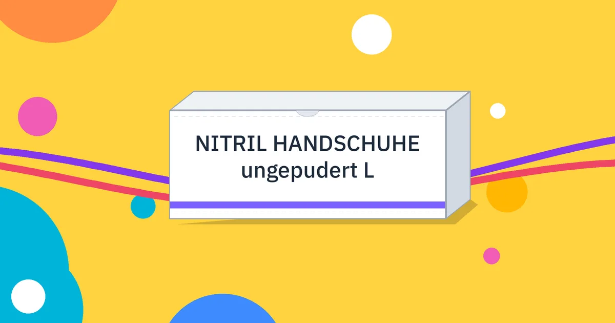 Symbolbild: Packung mit der Aufschrift NITRIL HANDSCHUHE ungepudert L (PZN 01693784) – Verfügbarkeit und Bezug in Apotheken in Frankfurt am Main